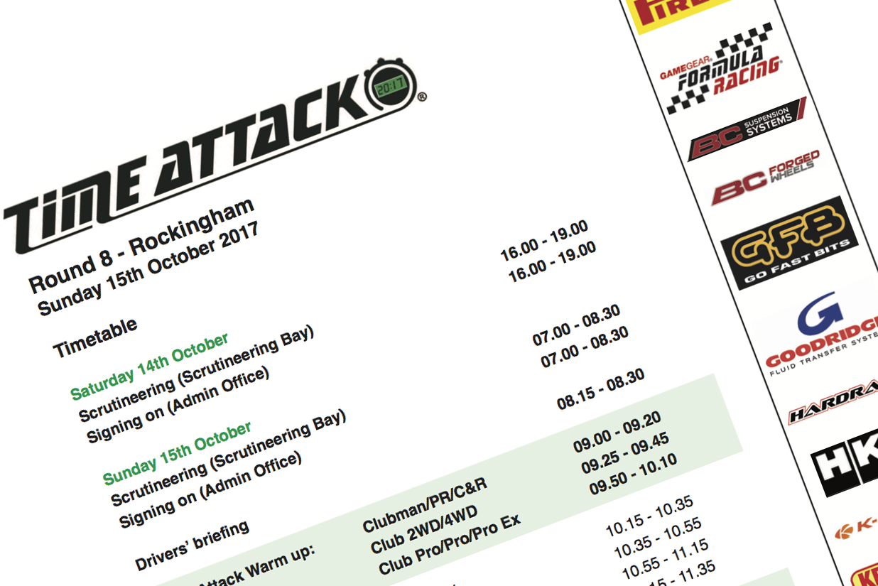 Rockingham Time Table - Time Attack® - It's not racing... It's Time ...